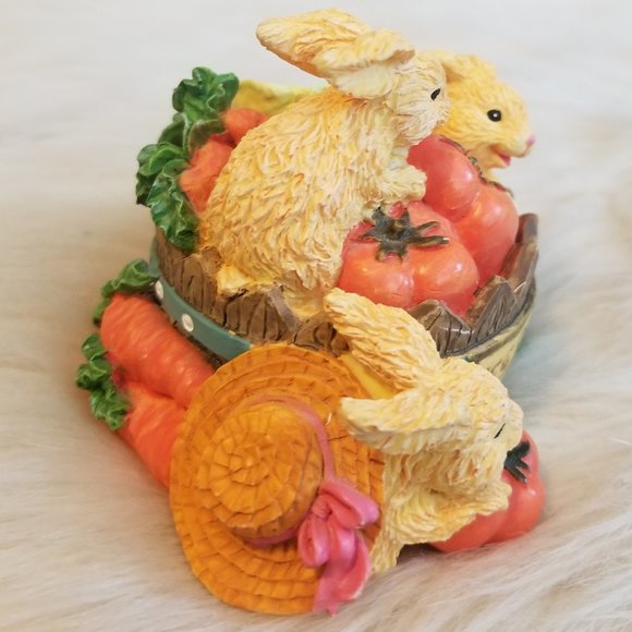 Accents | Bunnies With Basket Vegetables Resin Figurine 9s | Poshmark